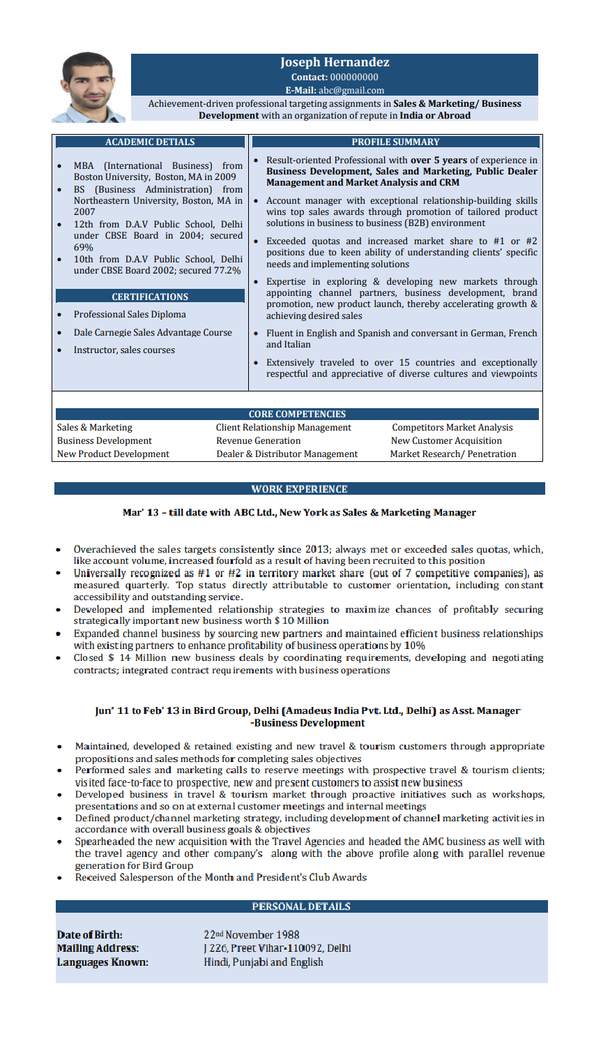 How To Write A Sales And Marketing Resume CV Sample Attached
